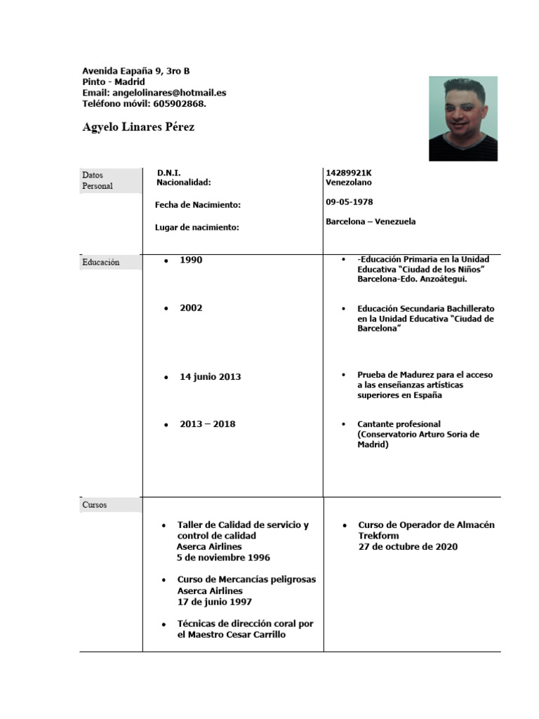 Angelo Linares Curriculum Operador de Almacen | PDF