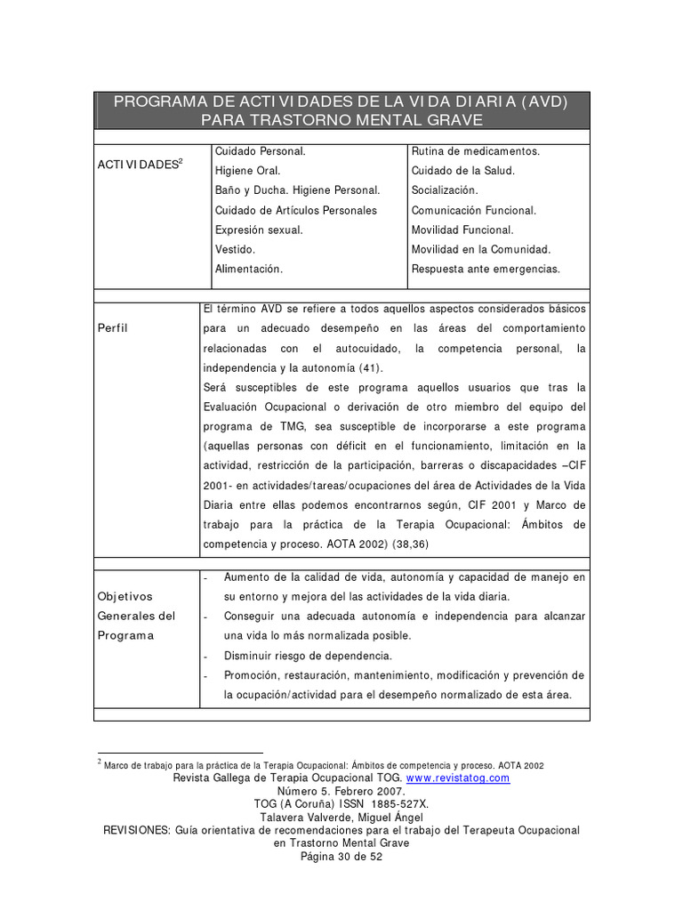 Guia To TMG Avd | PDF | Terapia ocupacional | Comportamiento