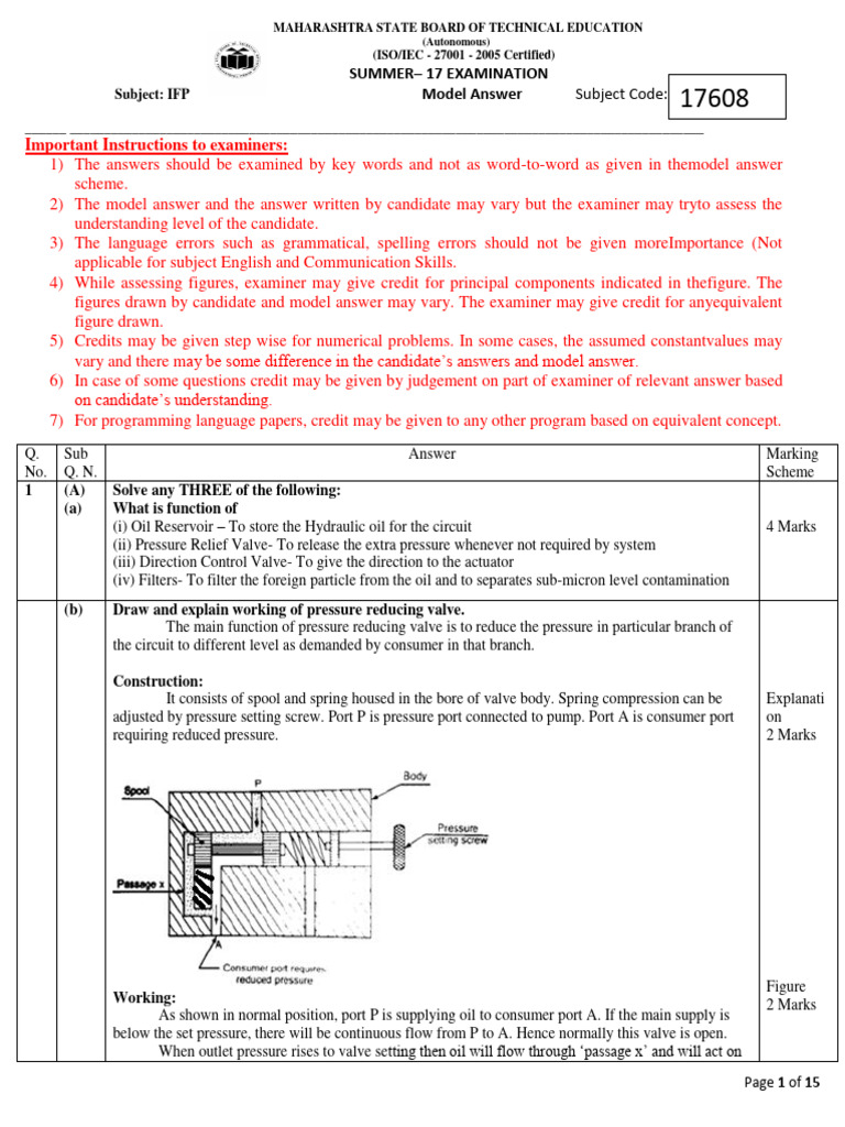 2017 Summer Model Answer Paper | PDF | Pump | Valve