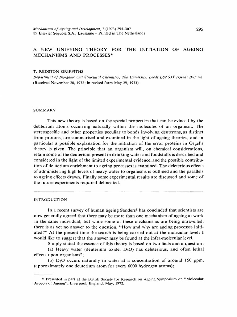 A New Unifying Theory For The Initiation of Ageing Mechanisms and ... A New Unifying Theory For The Initiation of Ageing Mechanisms and ...