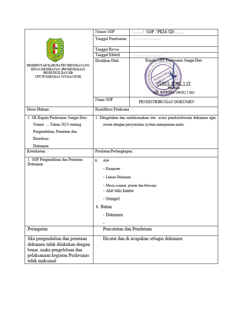 Format SOP Pendistribusian Dokumen | PDF