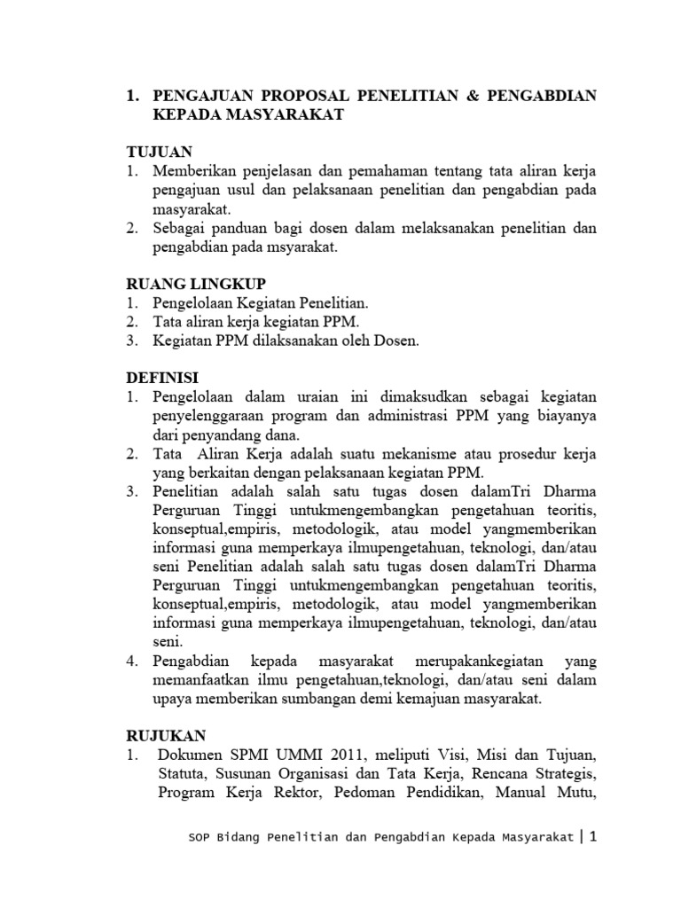 Sop Bidang Penelitian Dan Pengabdian Pada Masyarakat | PDF