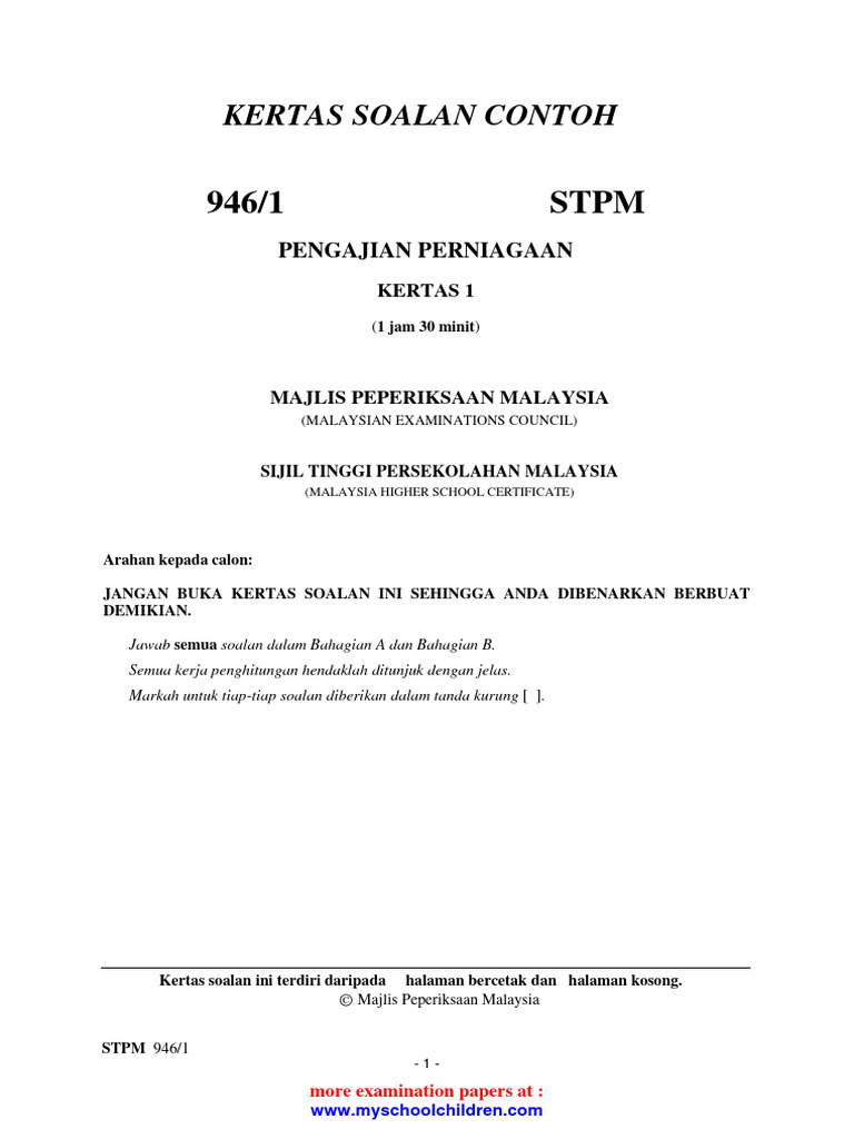 946 Pengajian Perniagaan k1 4w | PDF