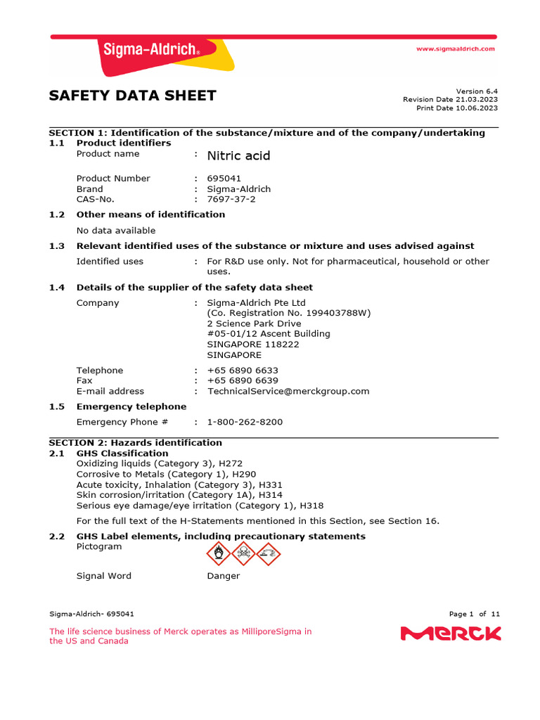 Conc Nitric Acid | Download Free PDF | Chemistry | Physical Sciences