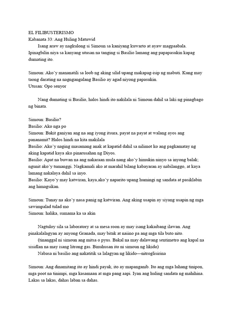 El Filibusterismo Kabanata 33 | PDF