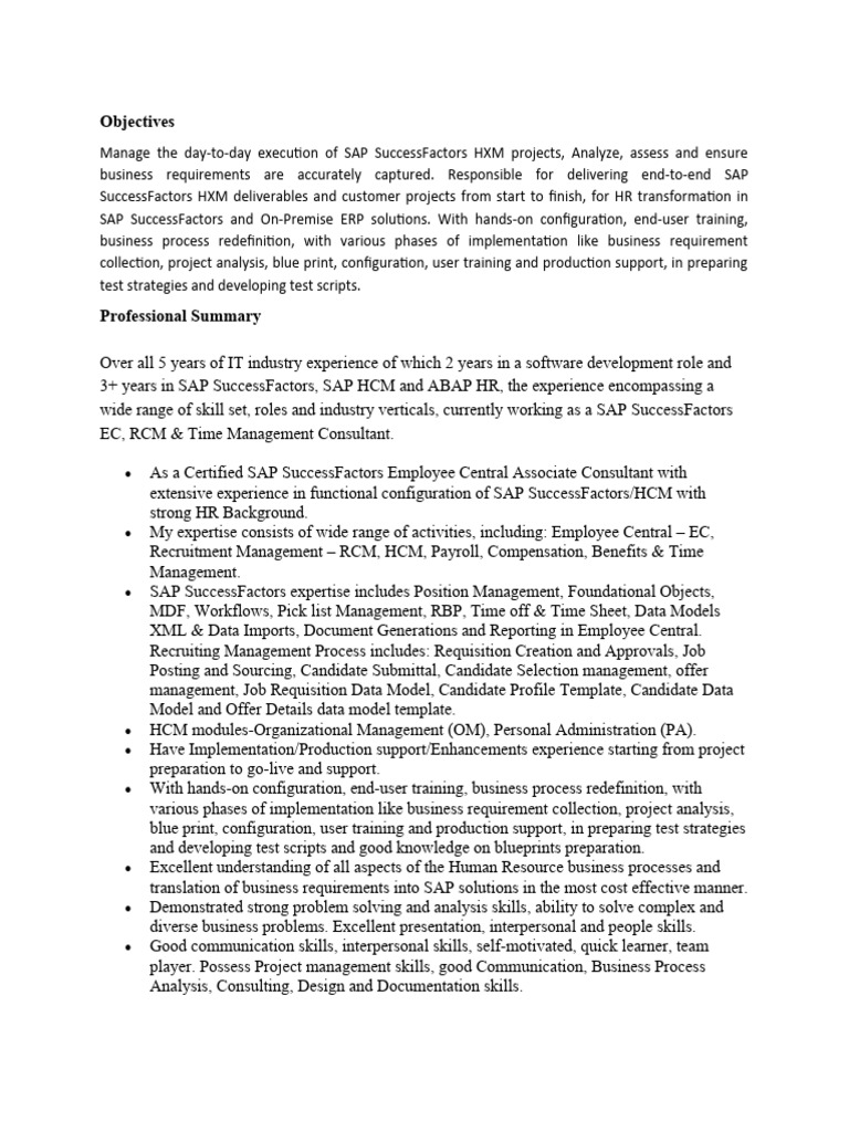 Oecitve and Summary | PDF | Human Resources | Employment