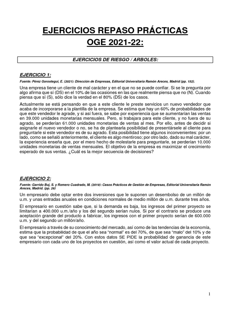Ejercicios Prácticos de OGE 2021-22 | PDF | Finanzas y dinero | Ciencias sociales