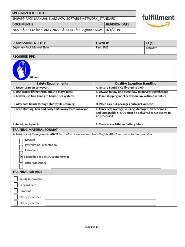 OB Pack Ship Manual SLAM ACW Beginner Sortable SJI Network | PDF ...