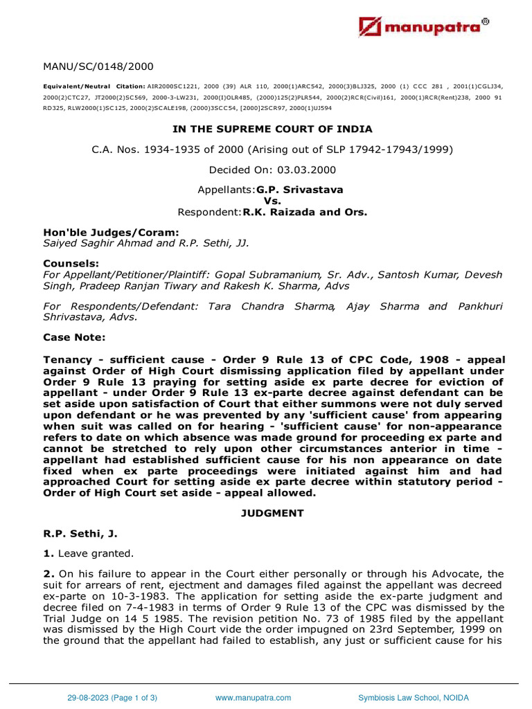 Supreme Court Overturns Ex Parte Decree | PDF | Lawsuit | Ex Parte