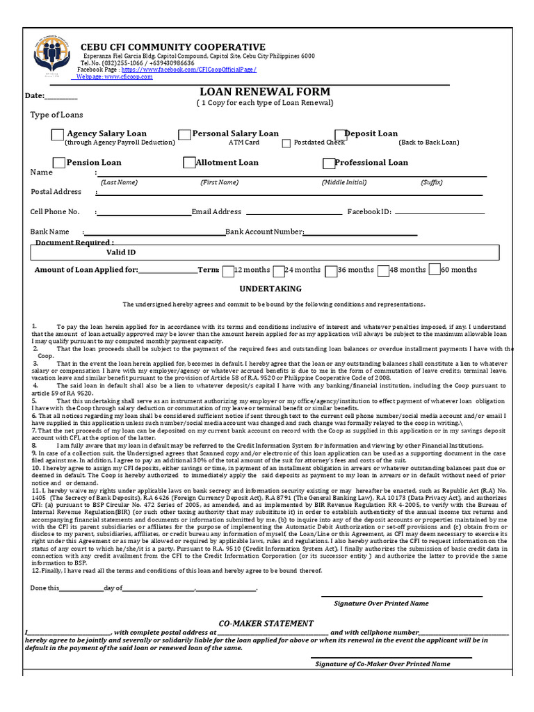 2021 Loan Renewal Loan Form 4 | PDF | Loans | Interest