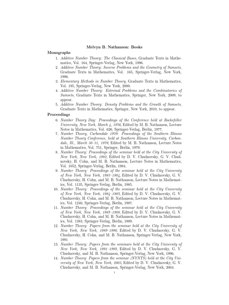 Nathanson Publications | PDF | Combinatorics | Discrete Mathematics