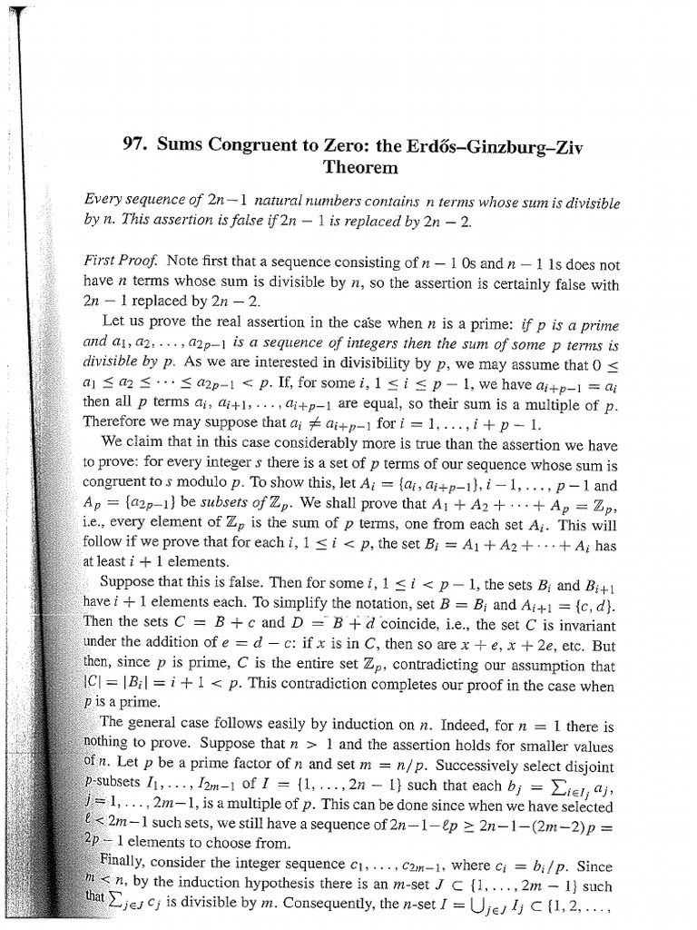 Erdod-Ginzburg Ziv | PDF