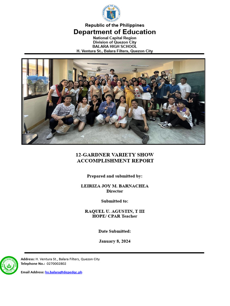 12 Gardner Variiety Show Accomplishment Report F 3 1 | PDF