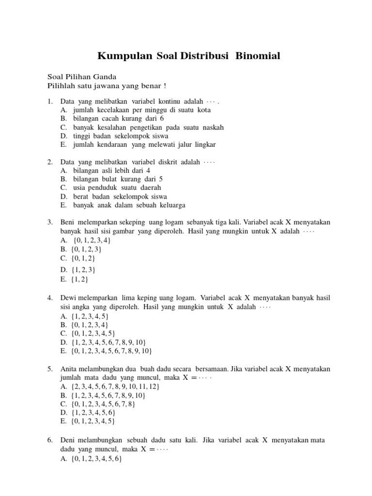 Soal Distribusi Binomial dan Peluang | PDF