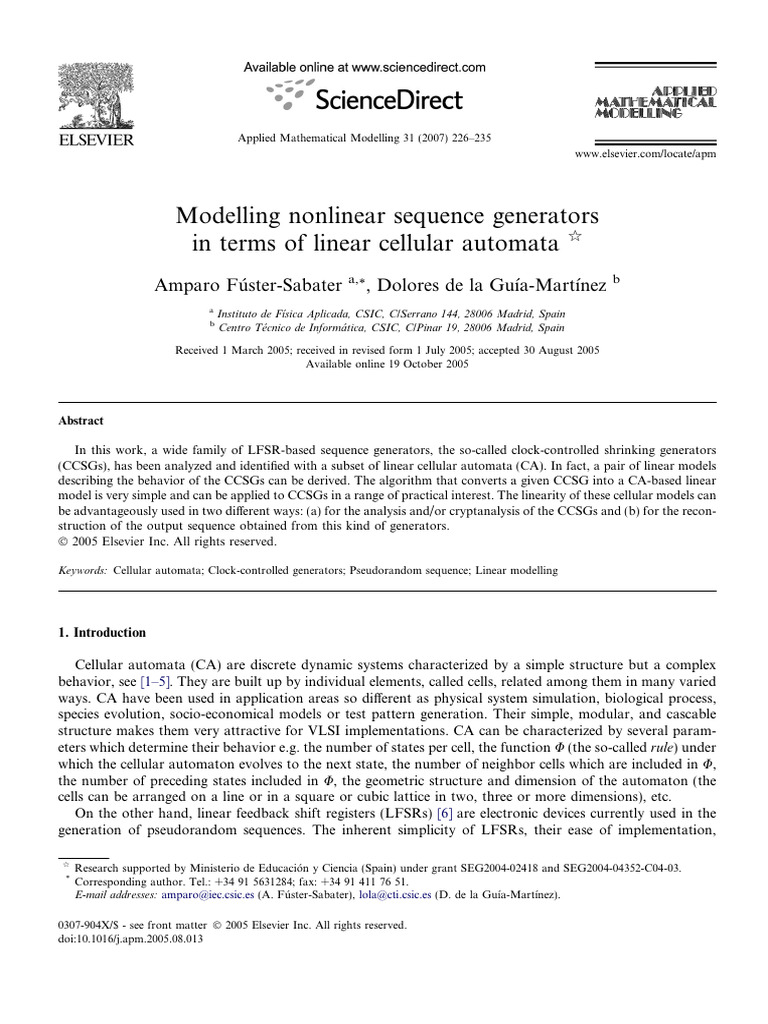 Modelling Nonlinear Sequence Generators in Terms of - 2007 - Applied ...
