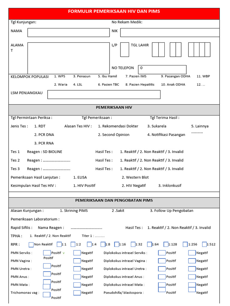 Formulir Pemeriksaan HIV Dan PIMS | PDF
