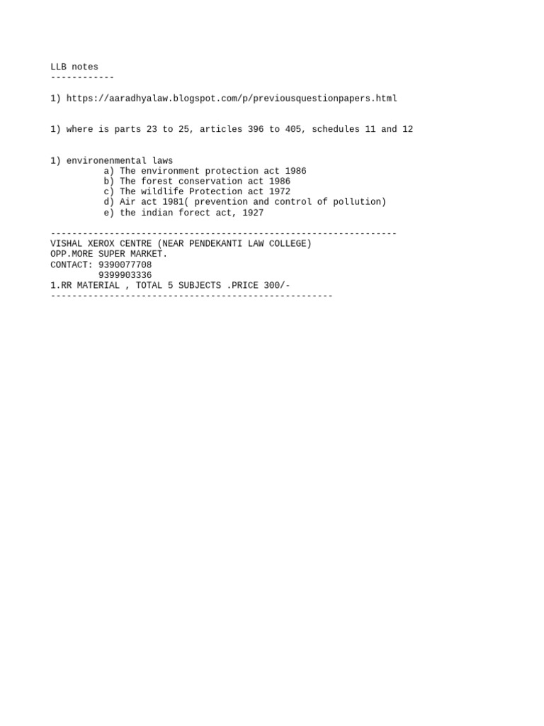 LLB Notes 2023 | PDF