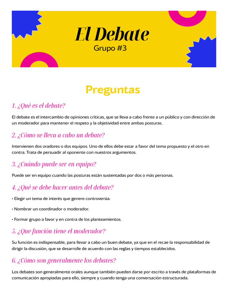 Preguntas Clave para Debates Estudiantiles | PDF
