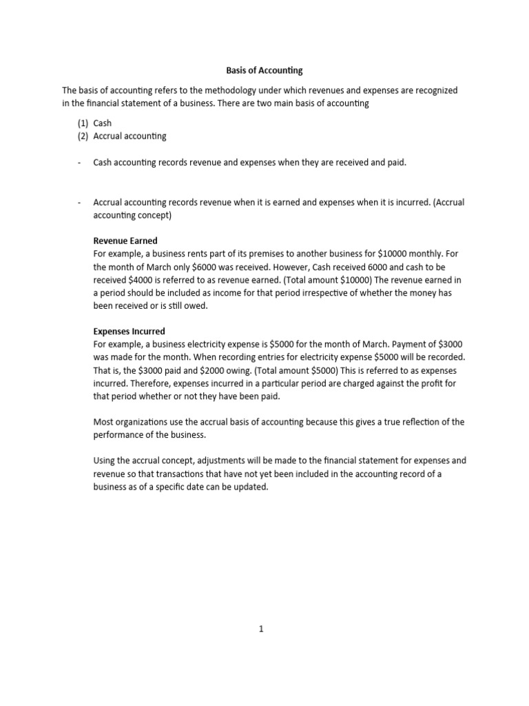 Basis of Accounting | PDF | Debits And Credits | Revenue