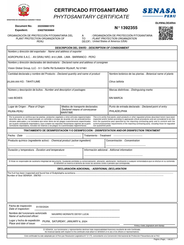 Certificado de Exportacion Vegetal-3 | PDF