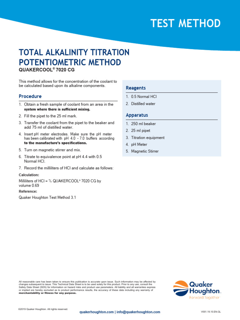 Tds Total Alkalinity Titration Potentiometric Method en | PDF