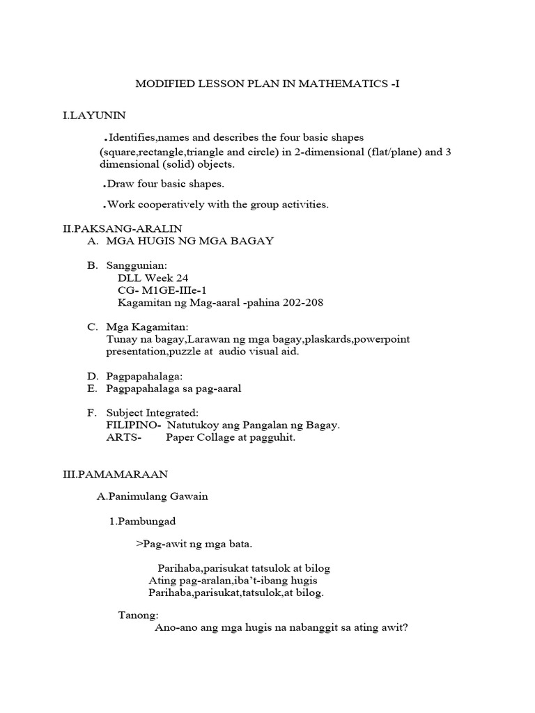 Cot Math 1 - 062046 | PDF