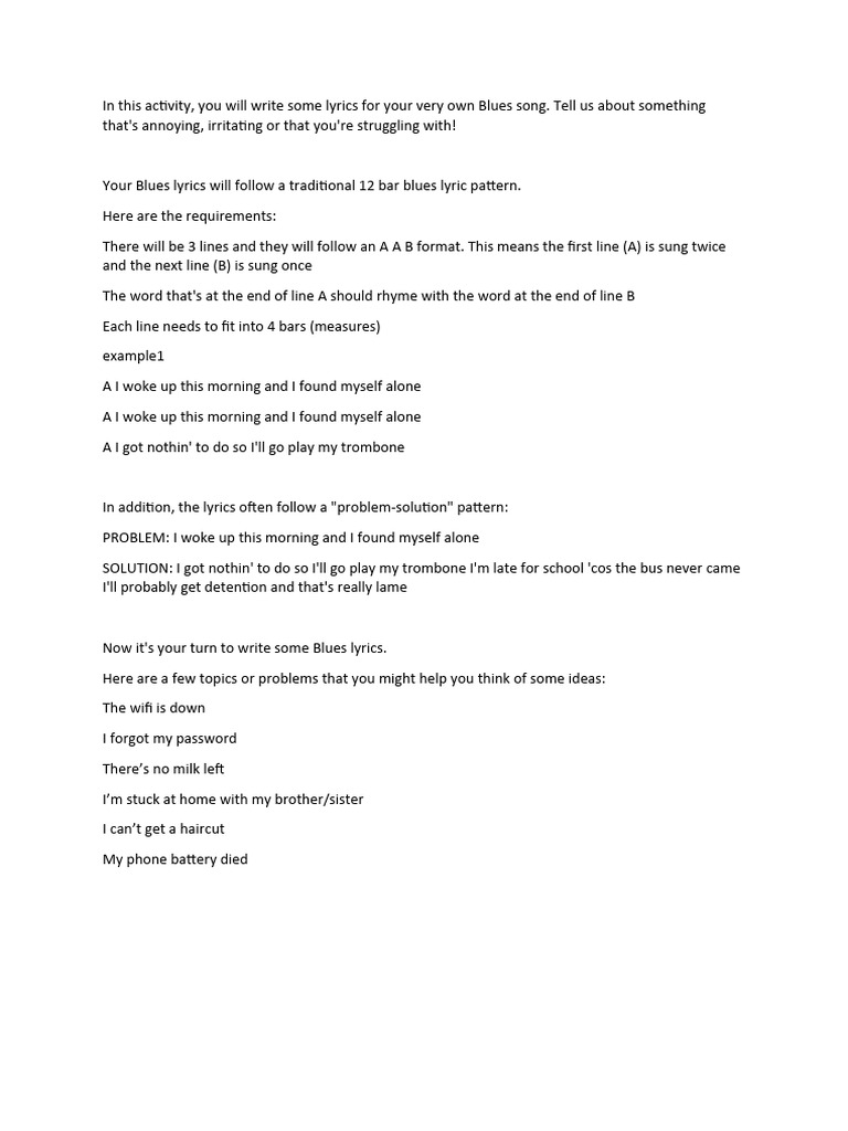 Blues Lyrics | PDF