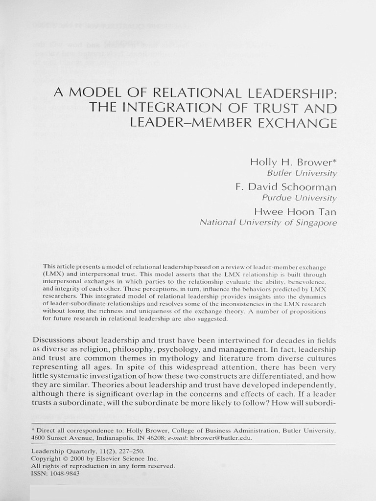 A Model Oe Relational Leadership | PDF | Leadership | Organizational ...