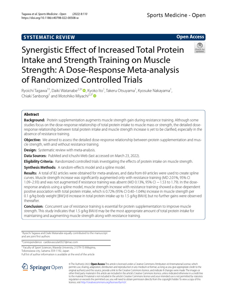 Synergistic Efect of Increased Total Protein Intake and Strength ...