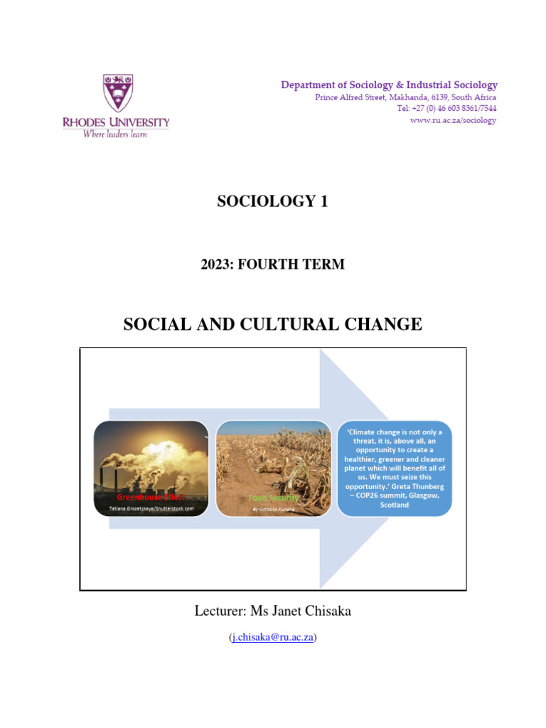2023 - Social Cultural Change Module Outline | PDF | Sociology | Theory