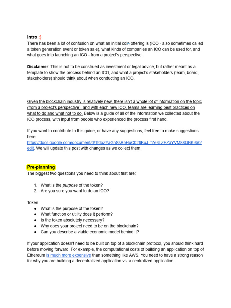 ICO Launch Guide for Projects | PDF