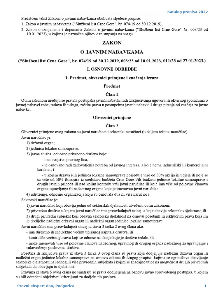 Zakon o Javnim Nabavkama 2023 Final | PDF