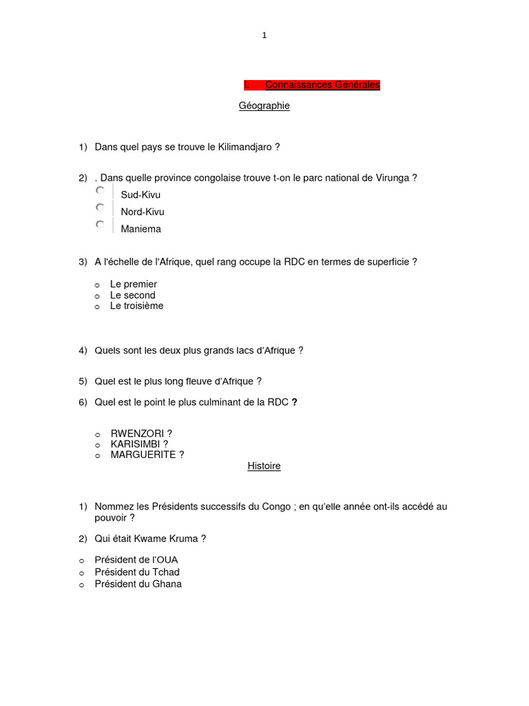 Test TMB 2 | PDF | République démocratique du Congo | Afrique