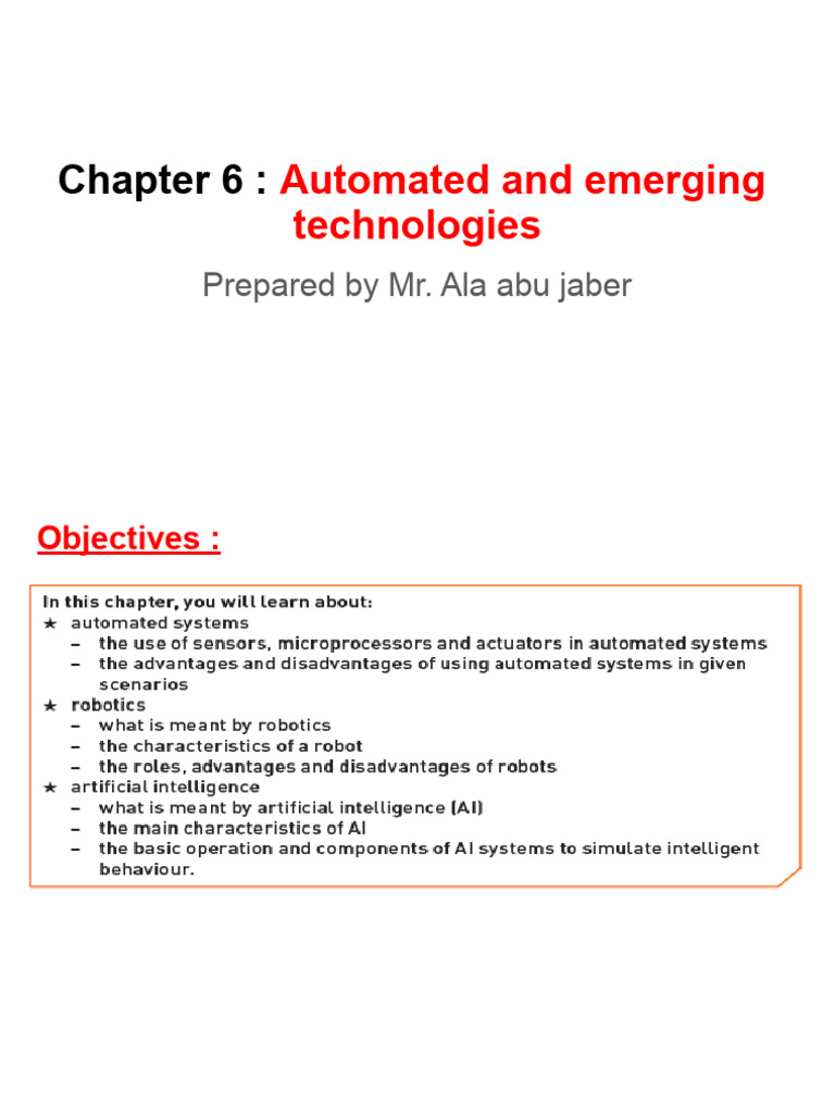 Chapter 6 - Automated and Emerging Technologies | PDF | Intelligence (AI) & Semantics ...