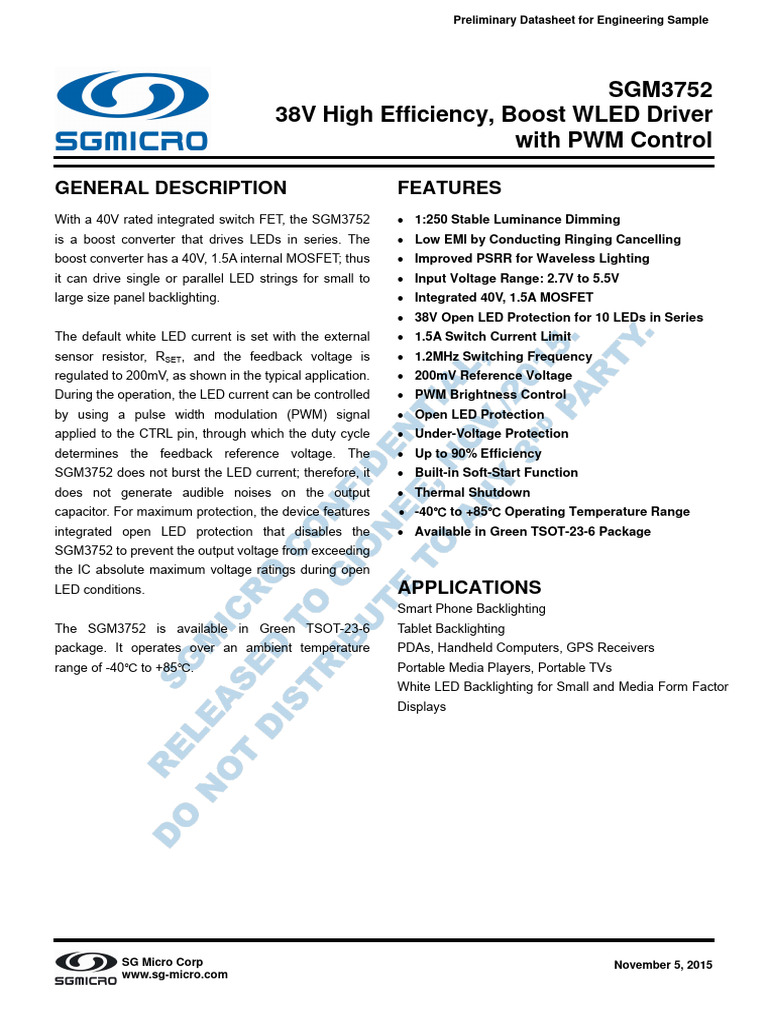 SGM3752YTN6GTR Datasheet PDF WWW - Findic.us | PDF | Inductor | Capacitor
