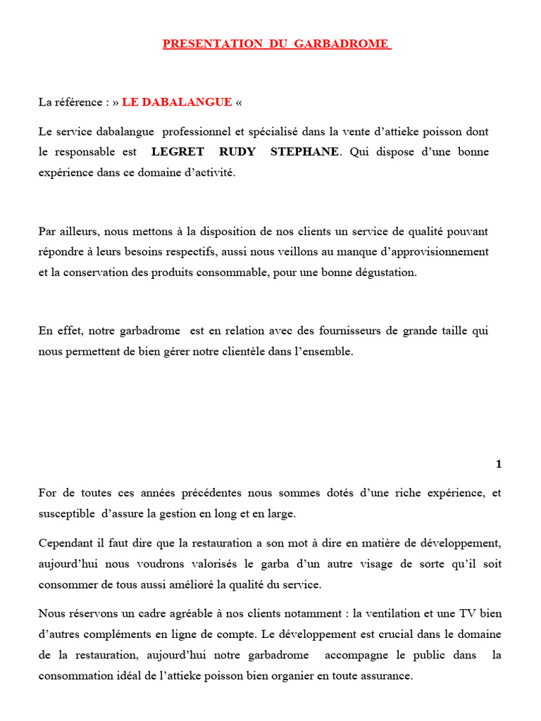 Presentation Du Garbadrome. | PDF