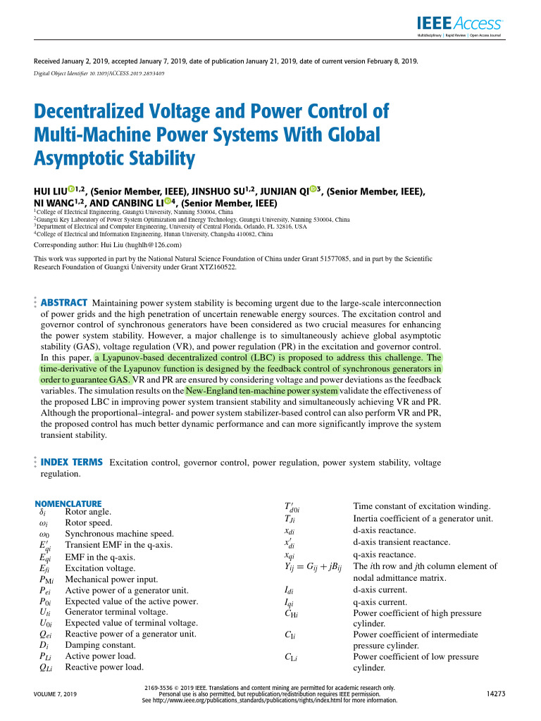 2 Decentralized - Voltage - and - Power - Control - of - Multi-Machine ... 2 Decentralized - Voltage - and - Power - Control - of - Multi-Machine ...