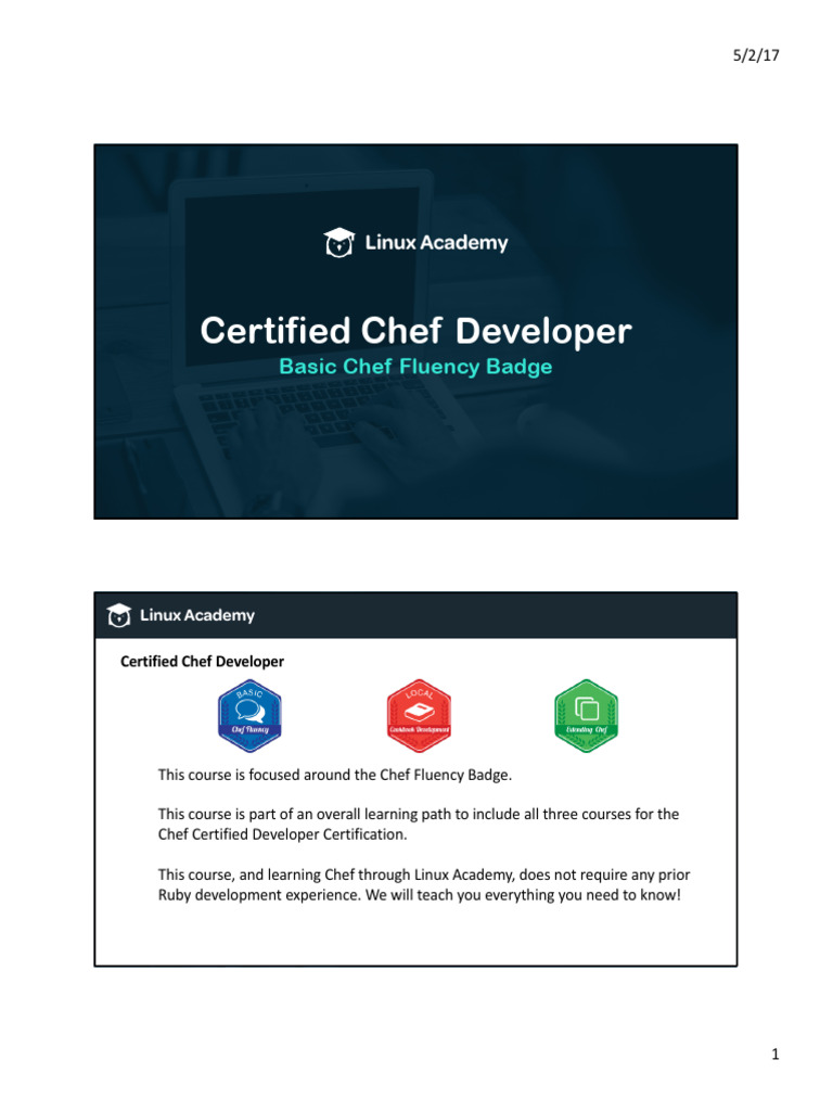 Chef Fluency Badge Slides 1493740262 | PDF | Server (Computing) | Computer Programming