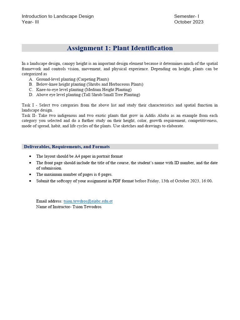 2023 - Arch Year III - Assignment 1 | PDF