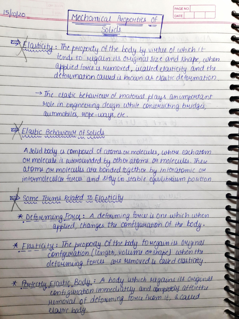 Mechanical Properties of Solid - NOTES | PDF