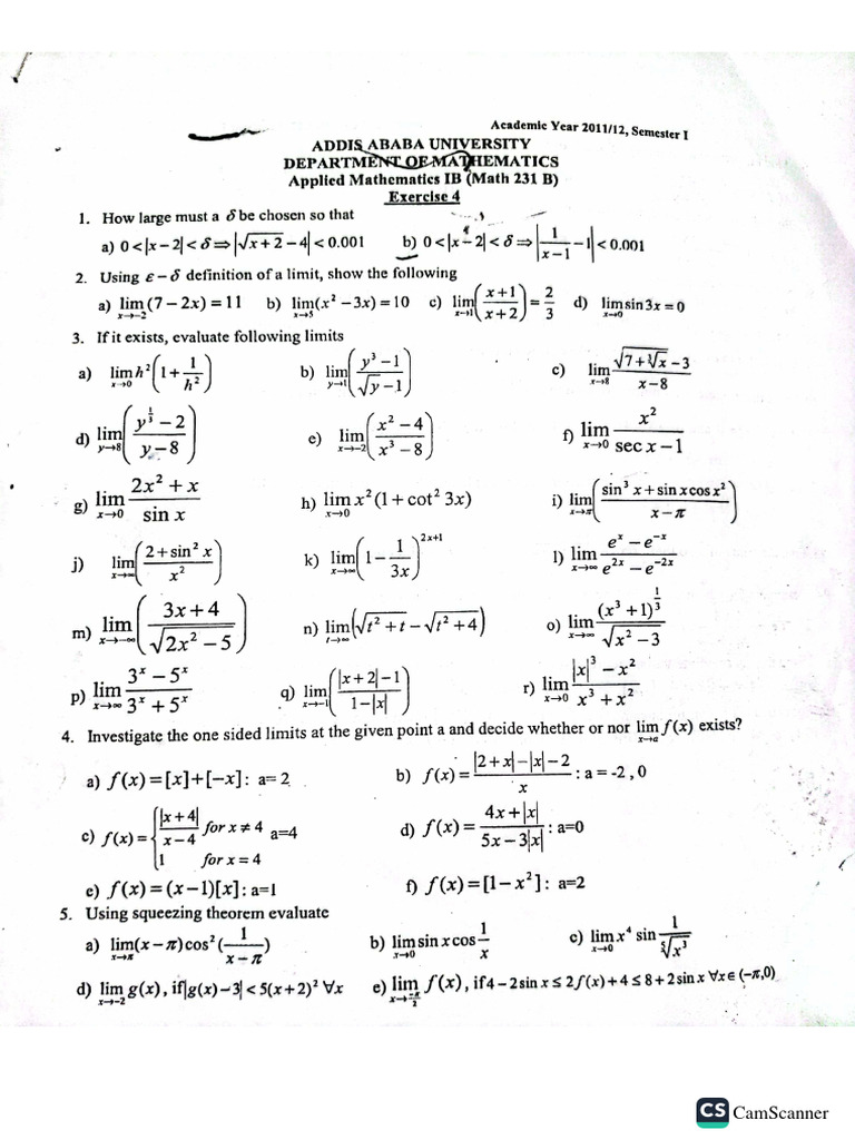 Limit Worksheet | PDF