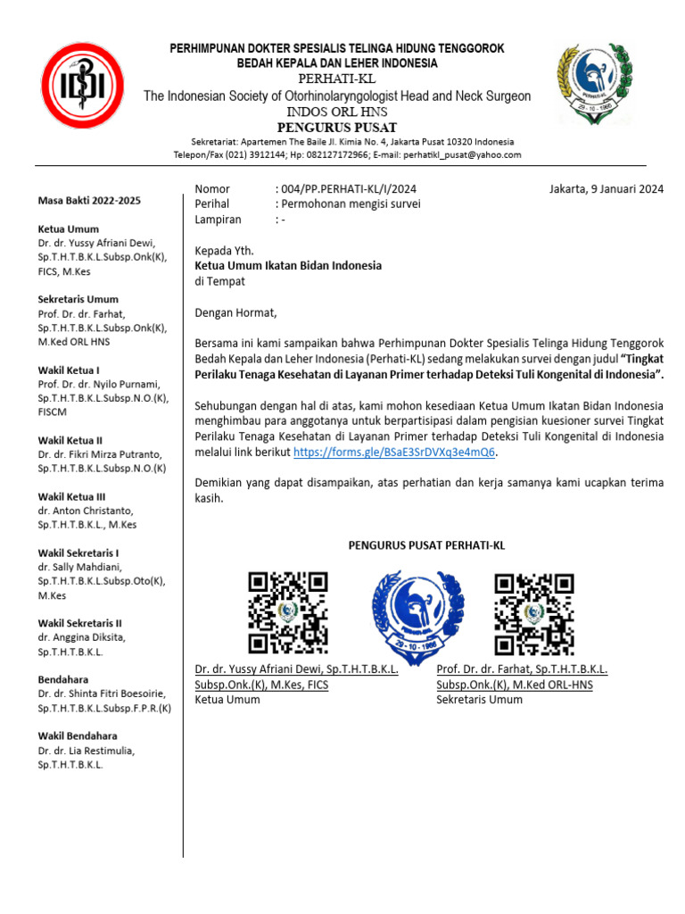 004-Permohonan Survei Deteksi Tuli Kongenital (IBI) | PDF