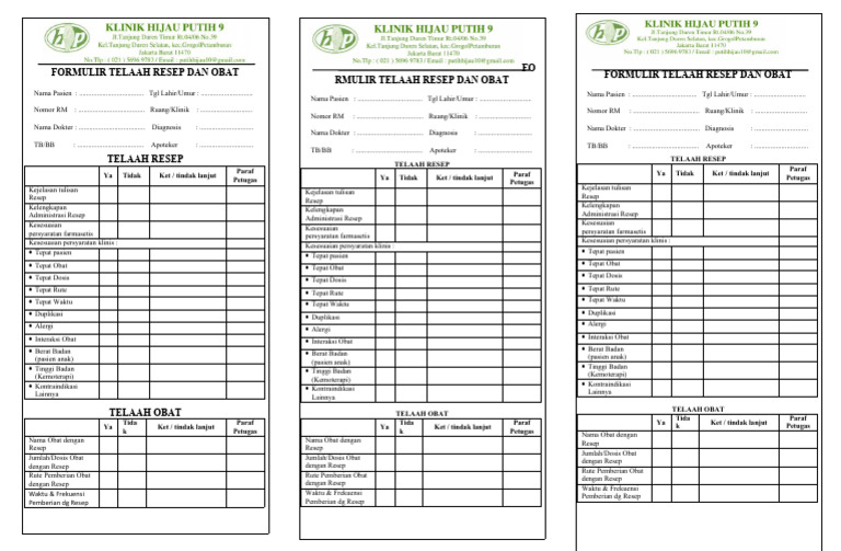 Formulir Telaah Resep dan Obat | PDF