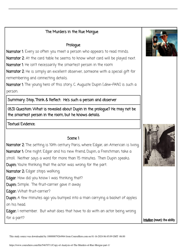 Analysis of The Murders of Rue Morgue Part 1 | PDF | C. Auguste Dupin ...