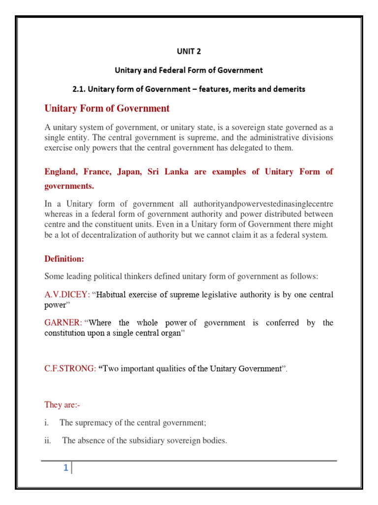 UNIT 2 Political Science 2 | PDF | Constitution | Federalism
