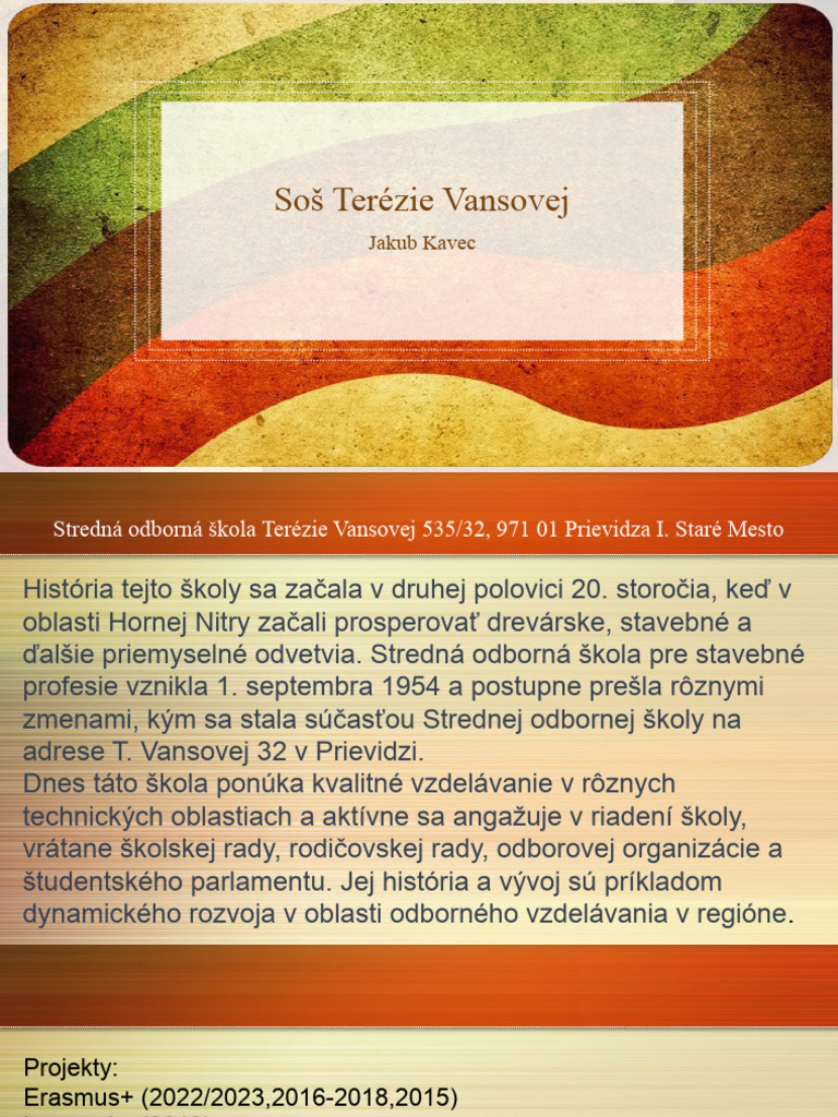Soš Terézie Vansovej: Jakub Kavec | PDF