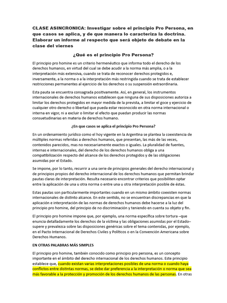 Principio Pro Persona | Descargar gratis PDF | Derechos humanos | Derechos