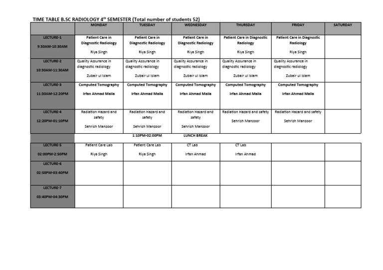 Time Table BSc. 4th Sem | PDF