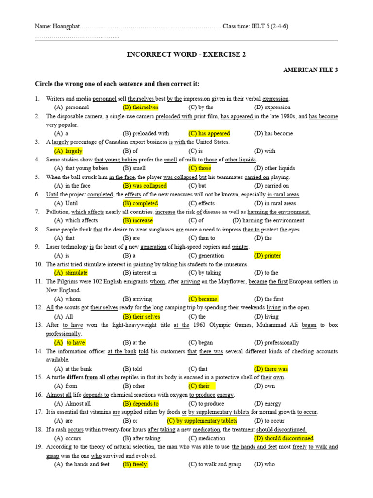 EXERCISE 2 Incorrect Words | PDF | Science & Mathematics | History