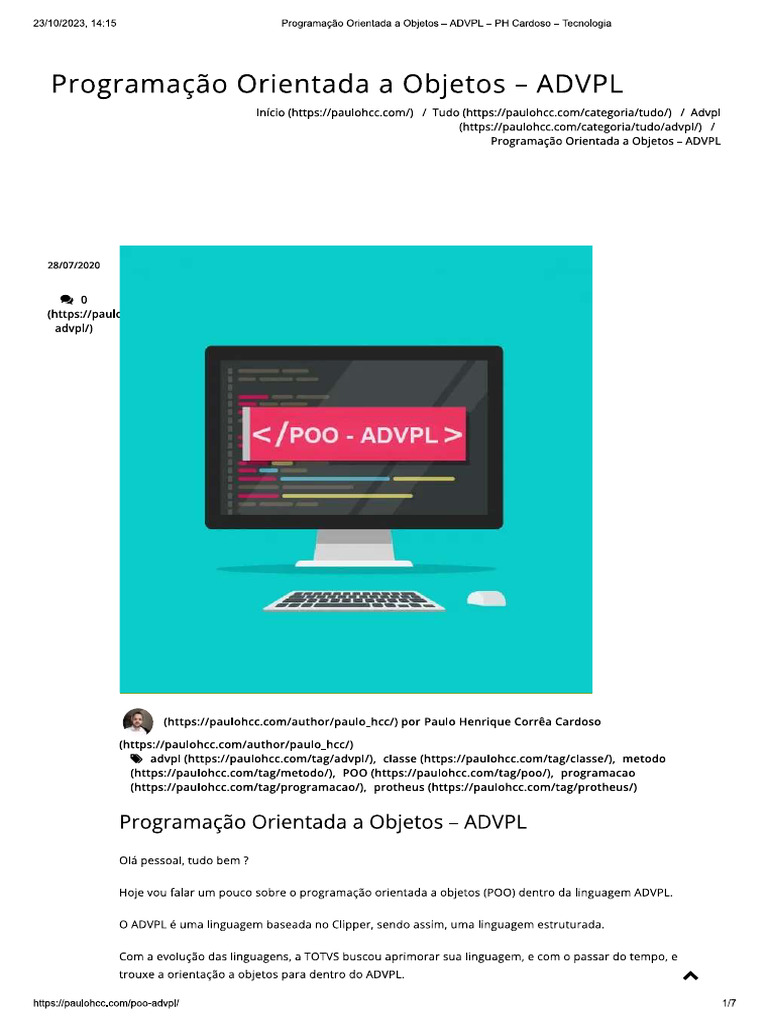 Programação Orientada A Objetos Classes Pdf